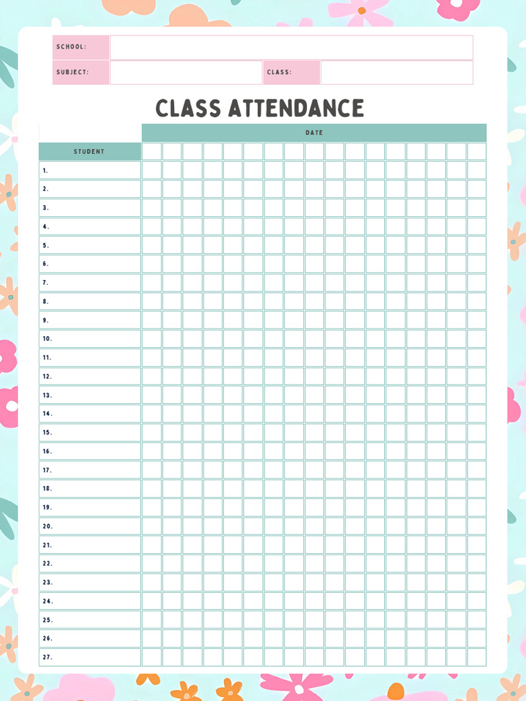 English Attendance Sheet Template | PDF