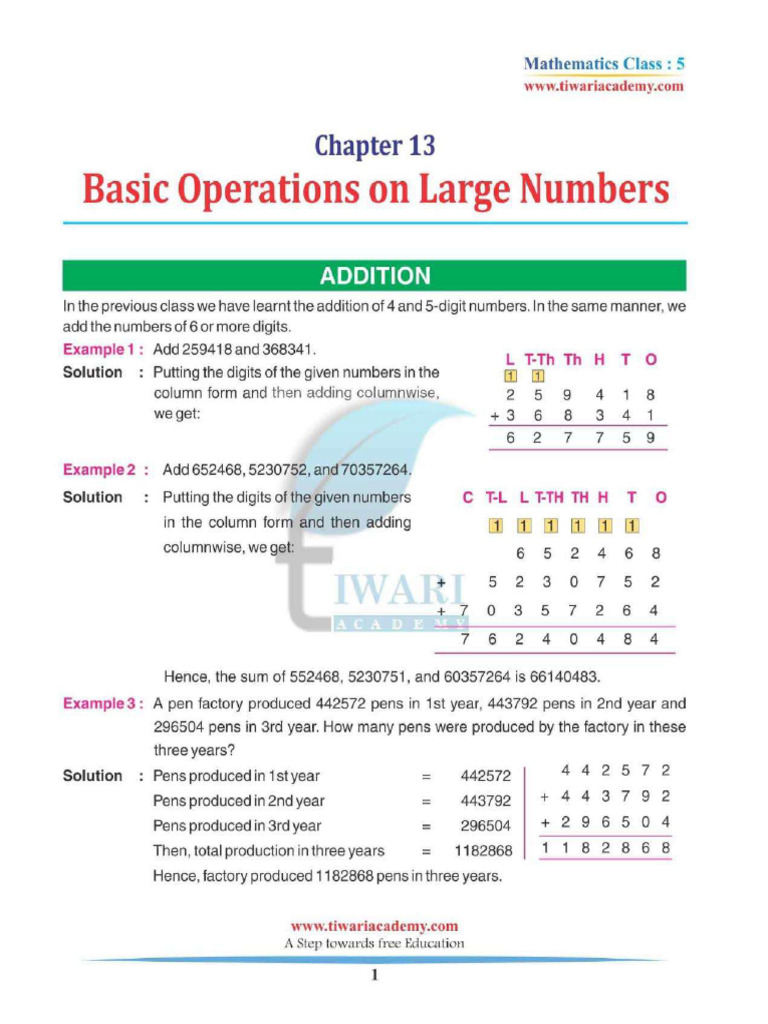 Grade 5 Large Numbers1 | PDF
