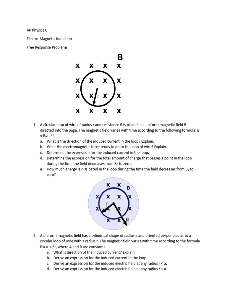 Ap Physc em - Electromagnetic Induction Free Response - 2021 03 20 ...
