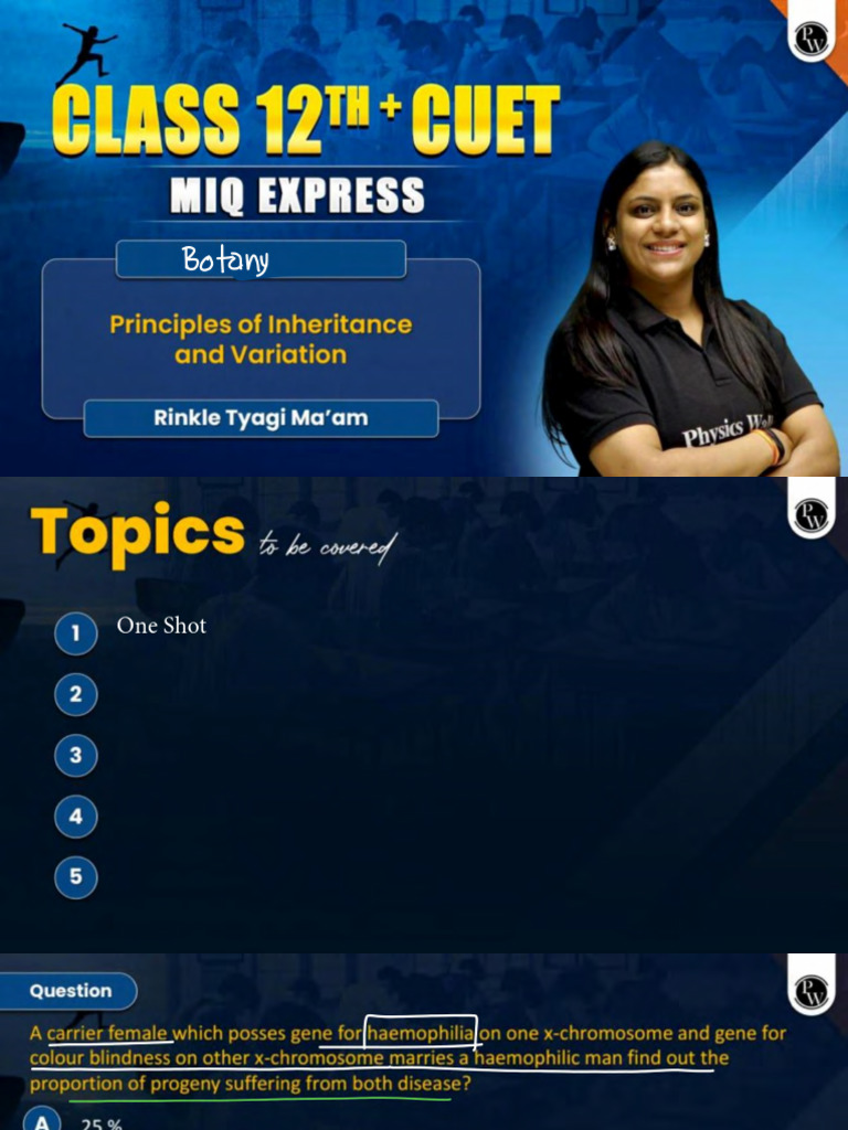 Principles of Inheritance and Variation - Class Notes - Class 12th ...