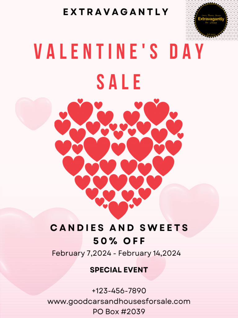 Blush Pink Happy Valentine's Day Party Invitation Flyer 2 | PDF