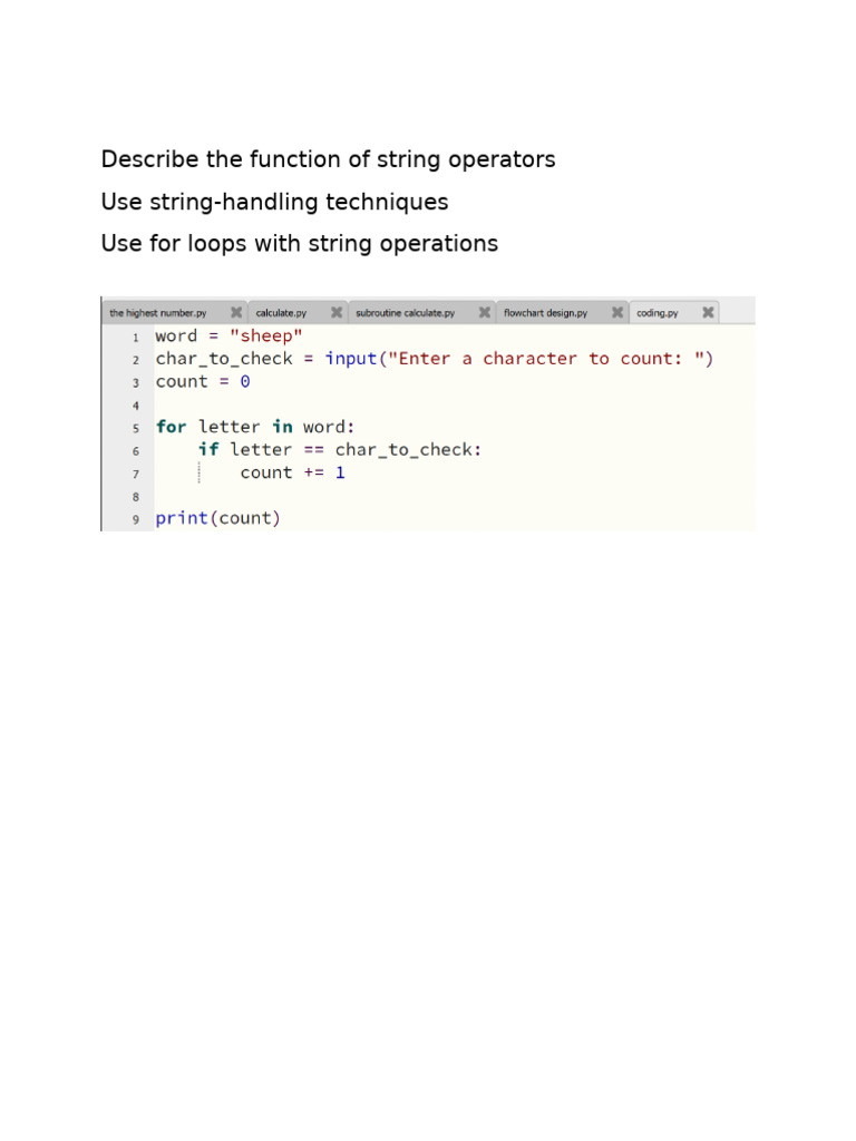 Describe The Function of String Operators | PDF