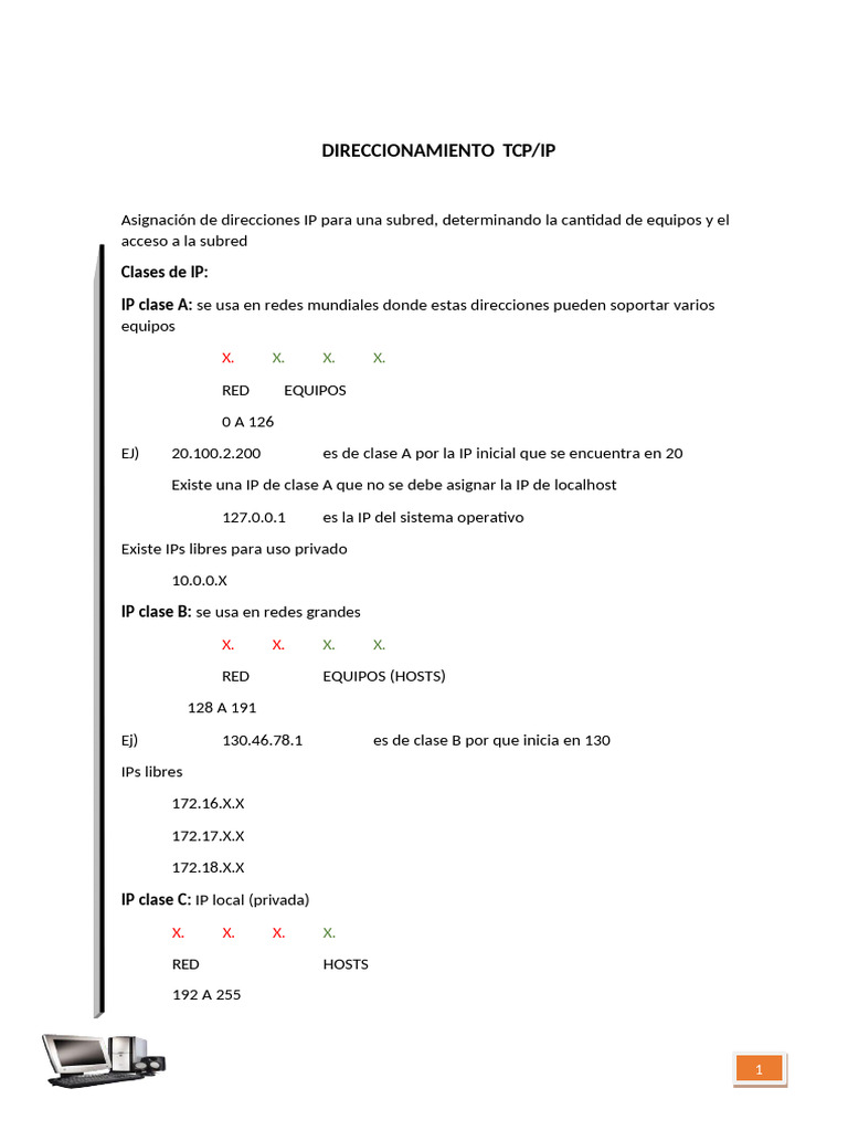 Direccionamiento Ip | PDF | Dirección IP | Protocolos de internet