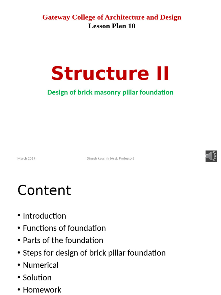 Design of Brick Masonry Pillar Foundation | PDF | Foundation ...