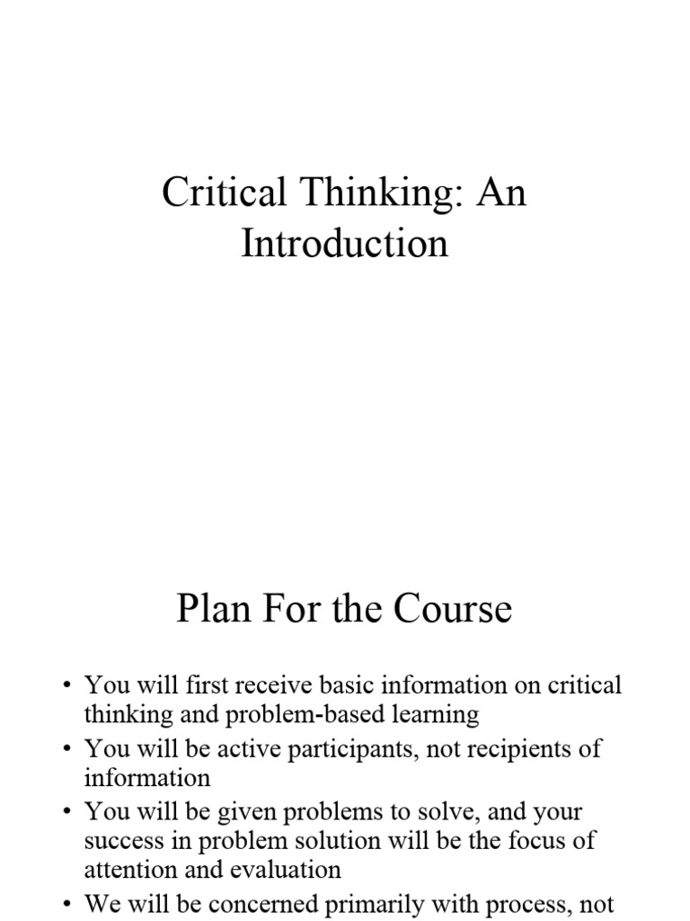 Introduction to Critical Thinking Skills | PDF | Critical Thinking ...