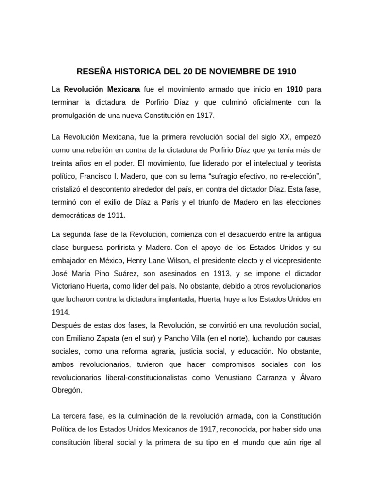 Reseña Historica Del 20 de Noviembre | PDF | revolución mejicana | México