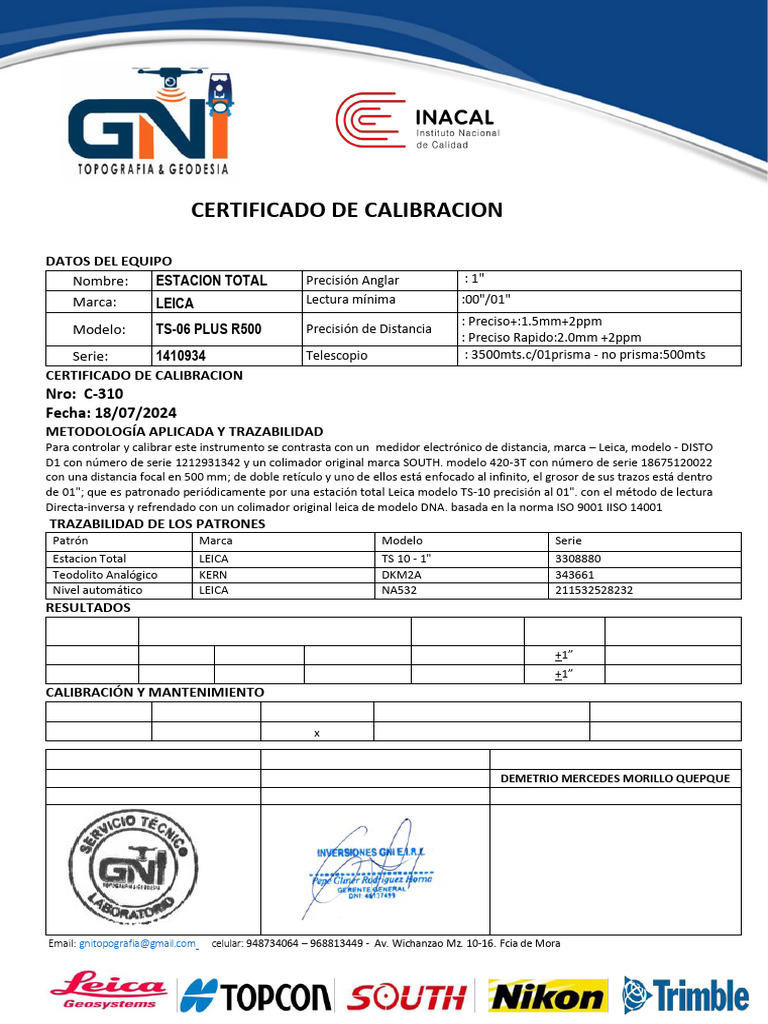 Certificado de Calibracion de Equipo | PDF | Calibración | Dispositivos ...