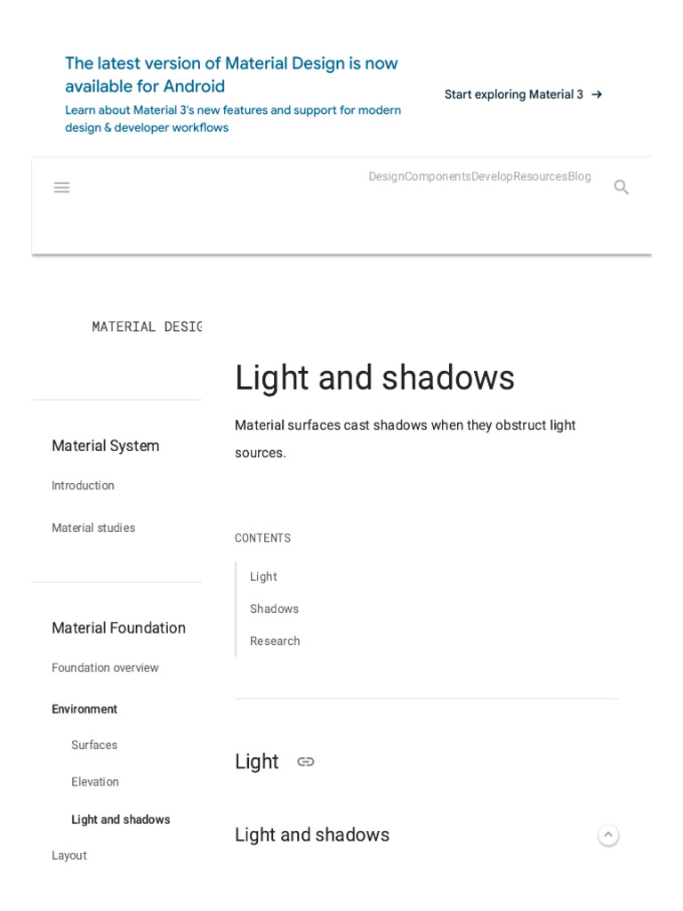 Light and shadows - Material Design | PDF | Shadow | Light