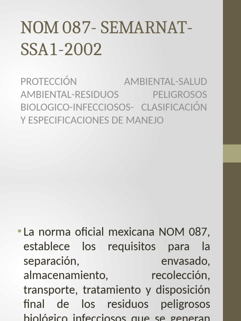 Norma 087 | PDF | Residuos | Laboratorios