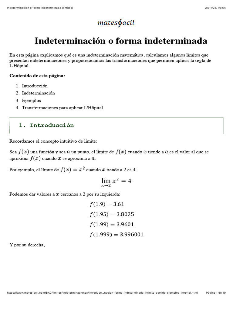 4. Indeterminación o forma indeterminada (límites) | PDF | Logaritmo ...
