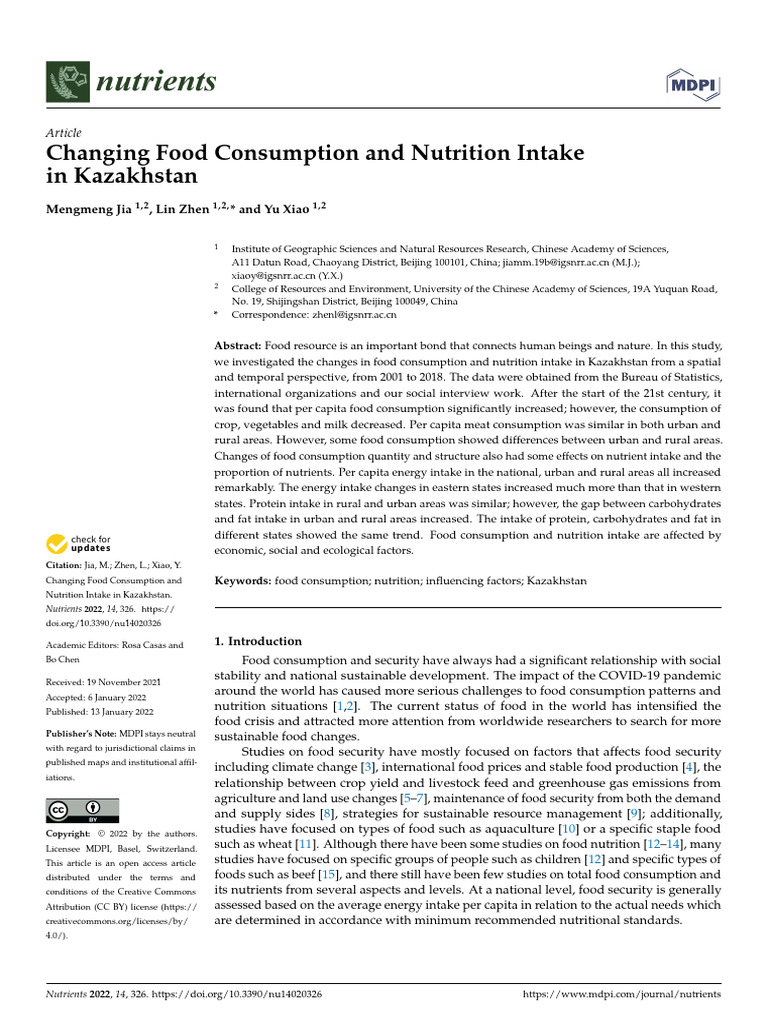 Changing Food Consumption and Nutrition Intake in | PDF | Foods | Nutrition