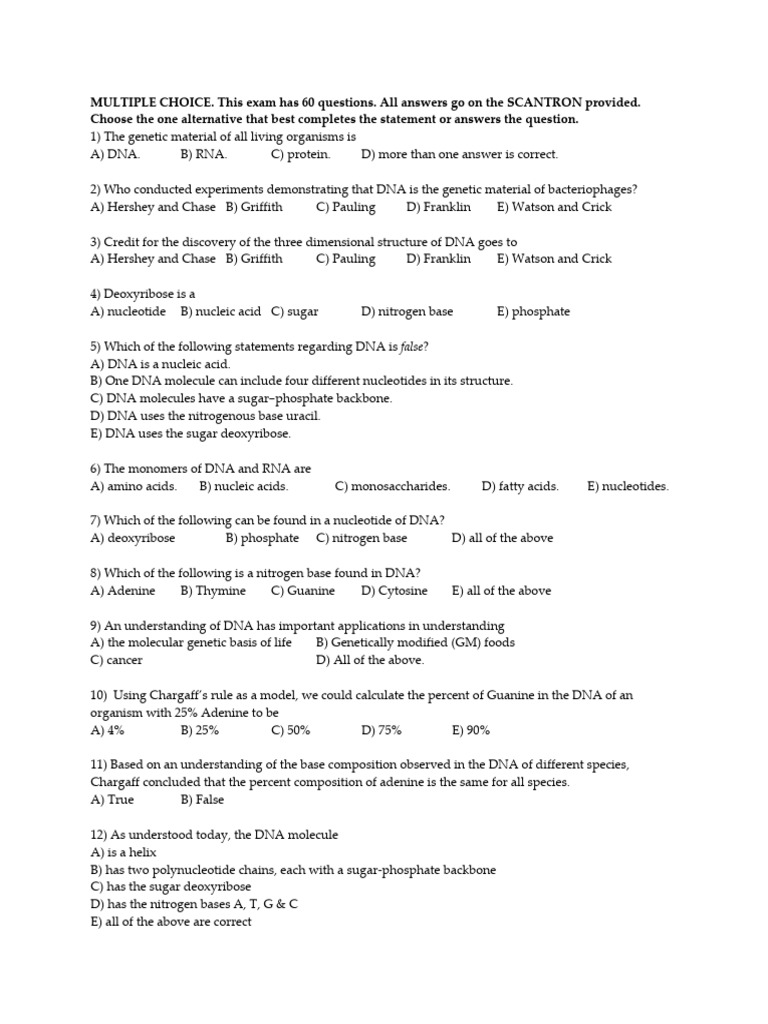Molecular Genetics MCQ Type I | PDF | Translation (Biology) | Rna