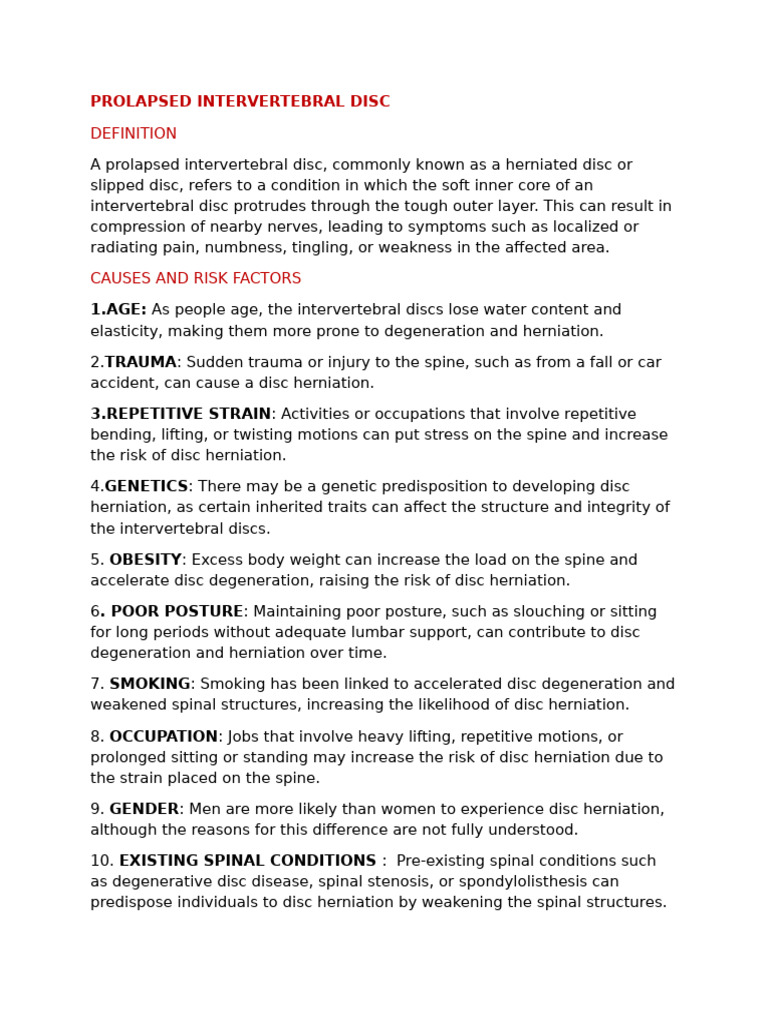 Understanding Prolapsed Intervertebral Discs | PDF | Clinical Medicine ...