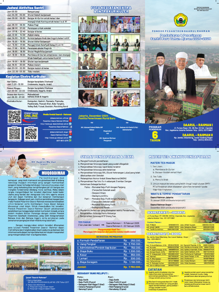 Brosur PP Daarul Rahman Tahun Ajaran 2025-2026 M | PDF