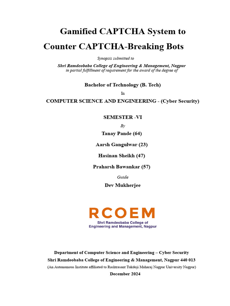 Gamified CAPTCHA System To Counter CAPTCHA-Breaking Bots | PDF ...