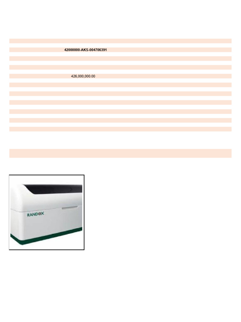 Randox Full Automatic Chemistry Analyzer 170test An Hour (Monaco) | PDF ...