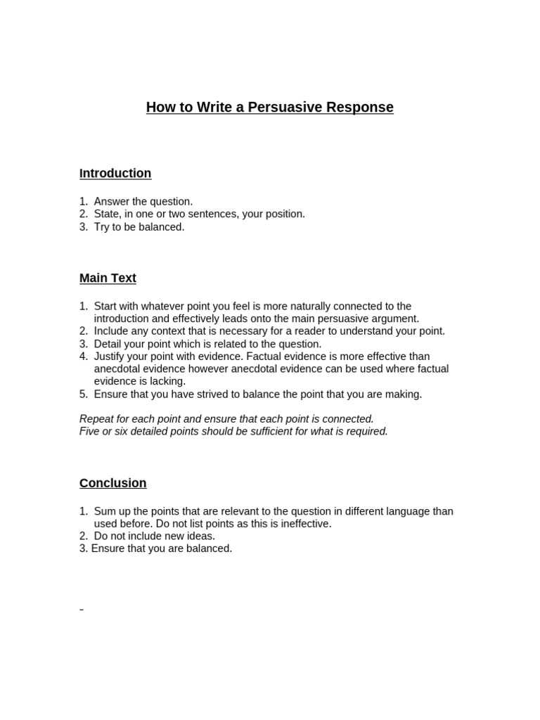 How To Write A Persuasive Response 2019 | PDF