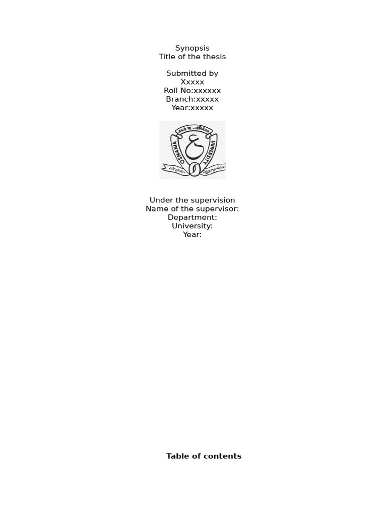 Synopsis Format For Design Seminar | PDF