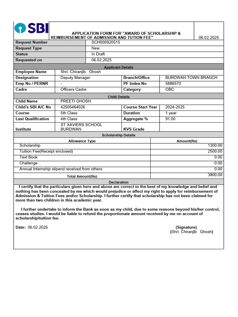 Scholarship Application | PDF | Educational Stages