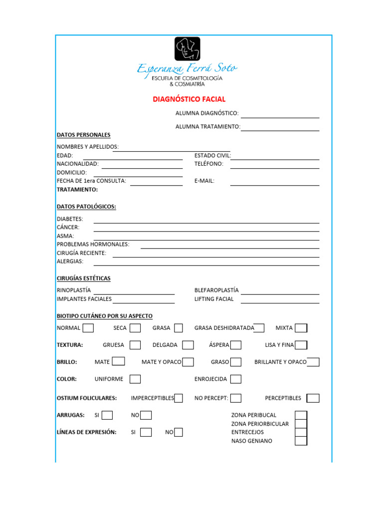 Ficha DX Facial. | PDF