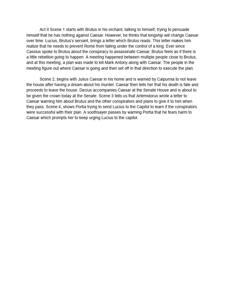 Act 2 Summary of Julius Caesar | PDF