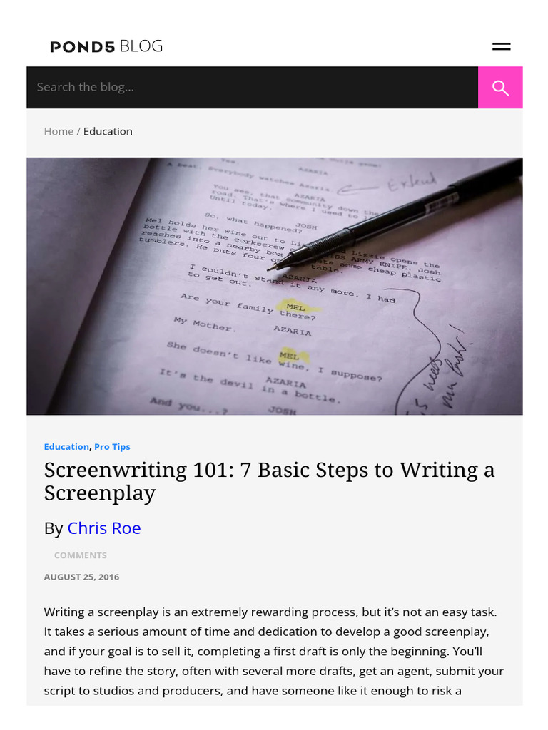 Screenwriting 101 7 Basic Steps To Writing A Scre | PDF | Screenplay | Screenwriting