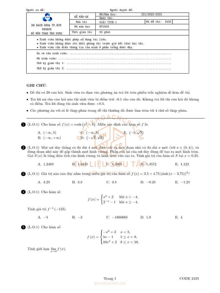 Đề minh họa hk221 | PDF