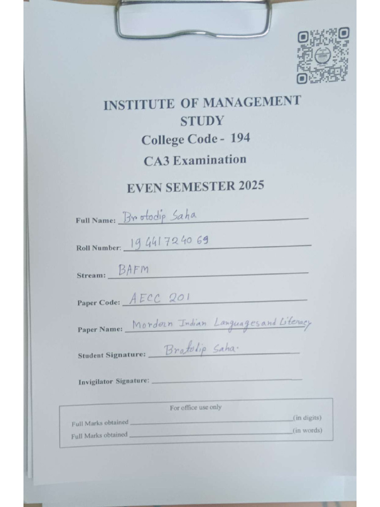 Brotodip Saha - AECC 201 - BAFM - CA3 | PDF