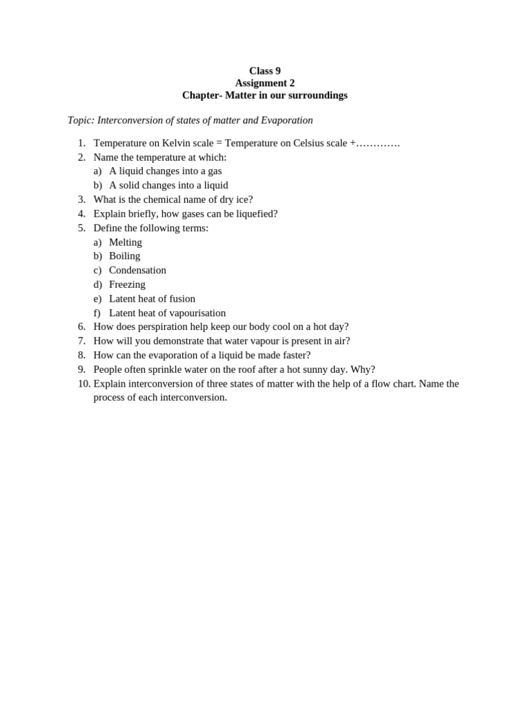 Class 9 CH 1 2025-26 Assignment 2 | PDF