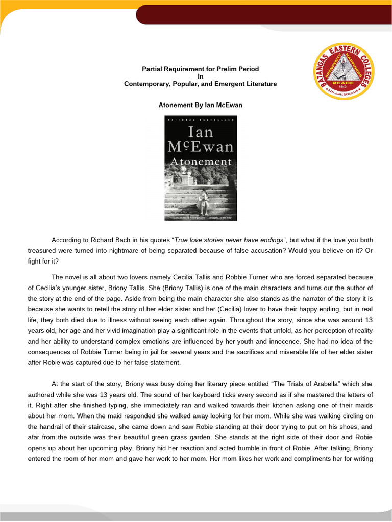 Occasional Paper: Atonement by Ian McEwan | PDF