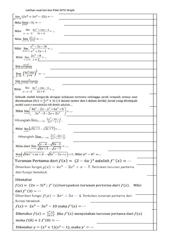 Kisi2 MTK Wajib | PDF