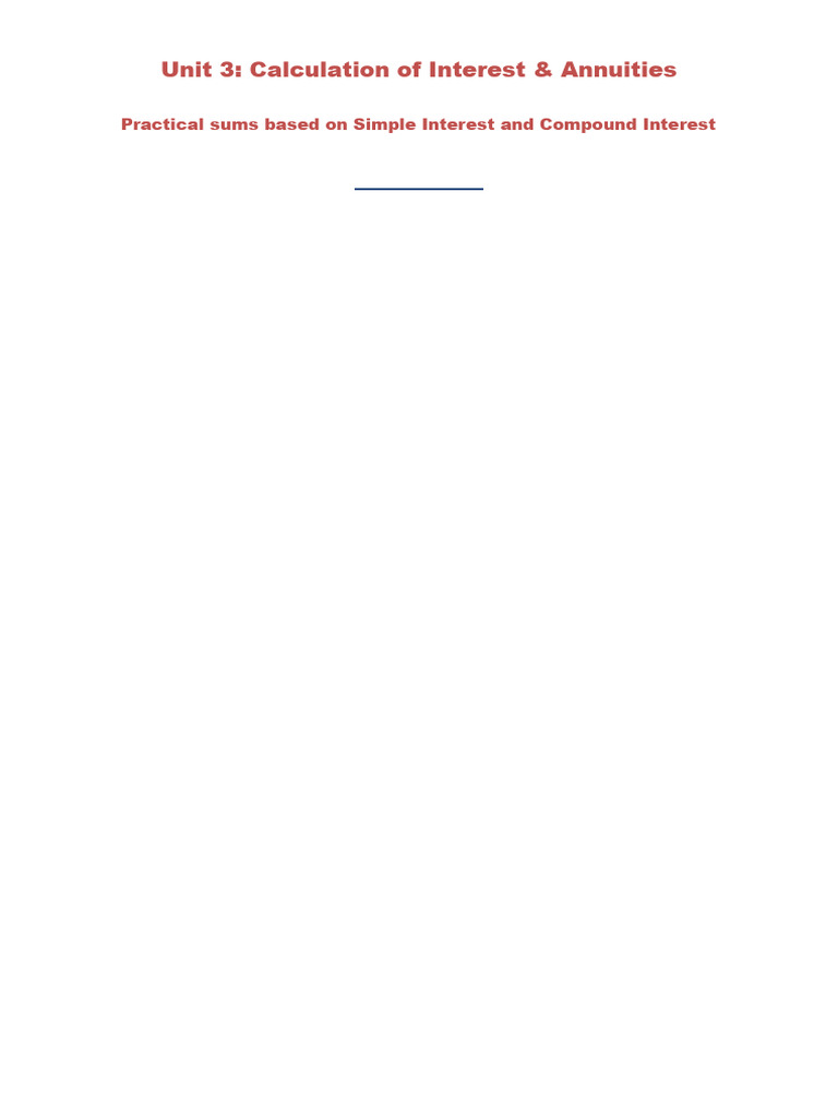 Unit 3 Calculation of Interest & Annuities | PDF | Interest | Loans