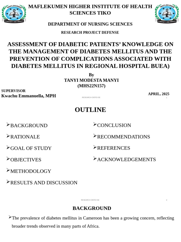 Tanyi Modesta Manyi Powerpoint | PDF | Diabetes | Diabetes Management