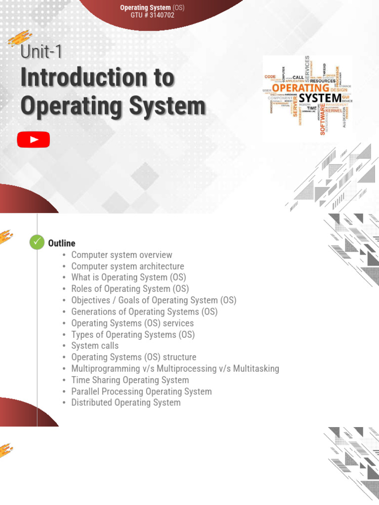 Unit-1 - Introduction To Operating System | PDF | Operating System ...