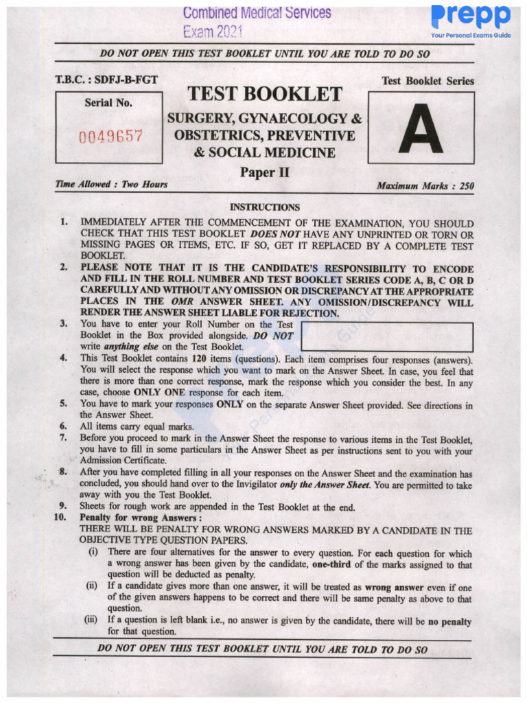 UPSC CMS Paper 2 Set A July 16 2023 Question Paper | PDF