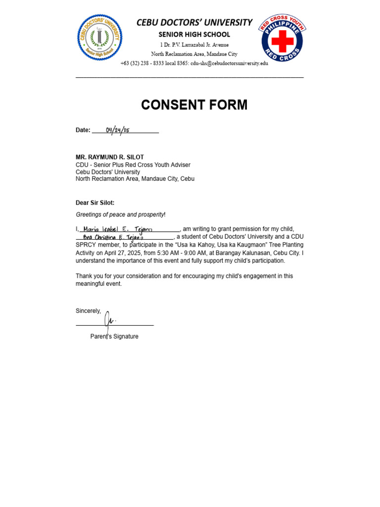 Tejano-Tree Planting Consent Form | PDF | Natural Environment