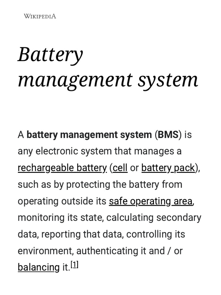 Overview of Battery Management Systems | PDF | Manufactured Goods ...