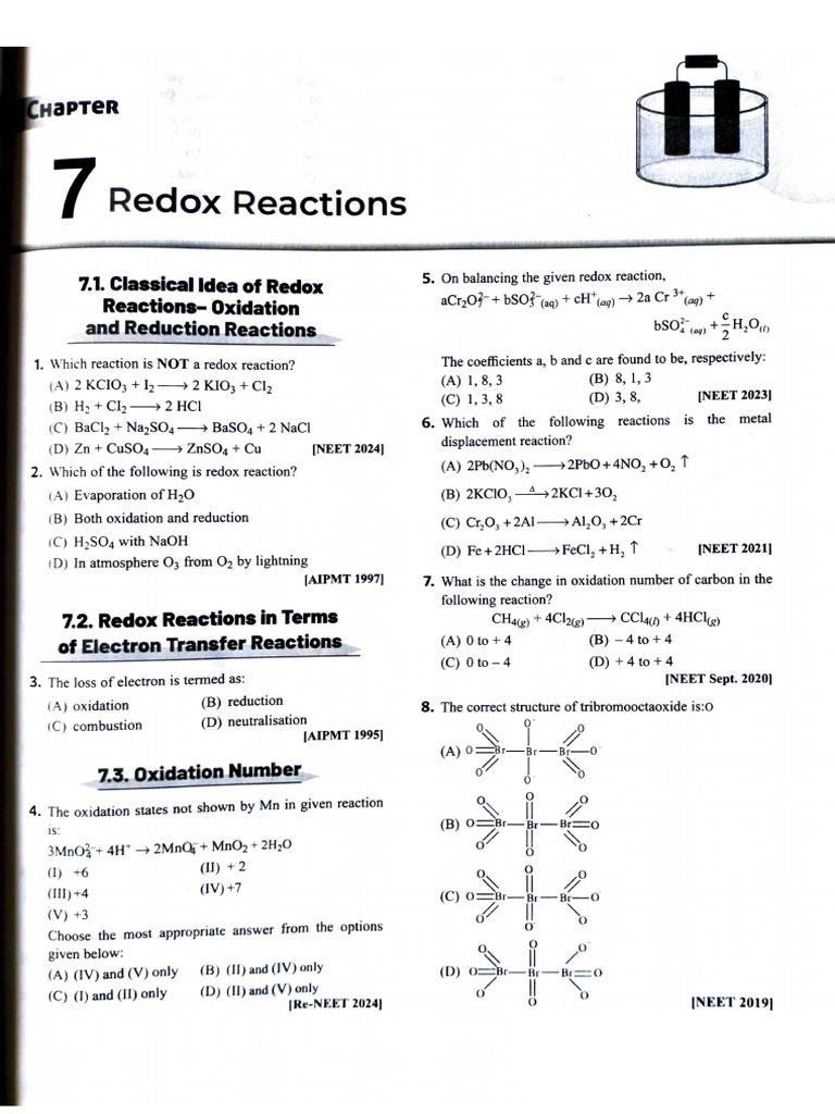 REDOX REACTION 37 YEARS PYQ | PDF