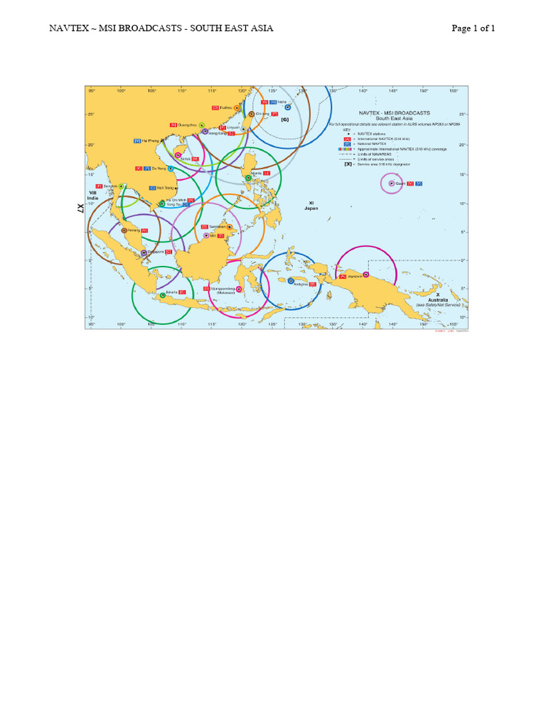 Navtex Msi Broadcasts - South East Asia | PDF