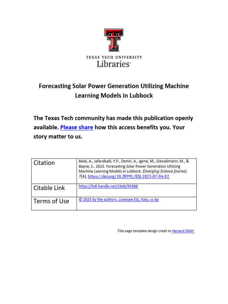 Main article with TTU Libraries cover page | PDF | Mean Squared Error ...