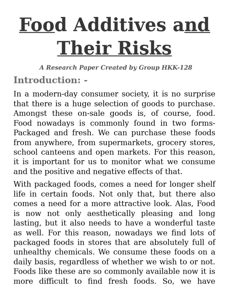 Food Additives and Their Risks | PDF | Trans Fat | Sugar Substitute