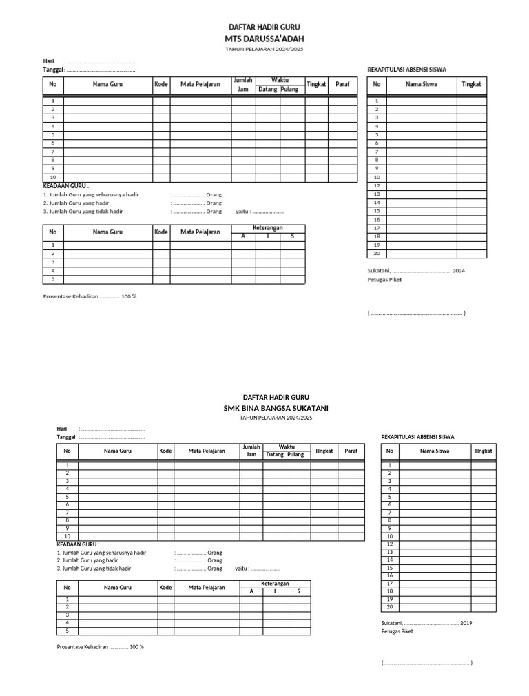 Absen Guru MI | PDF