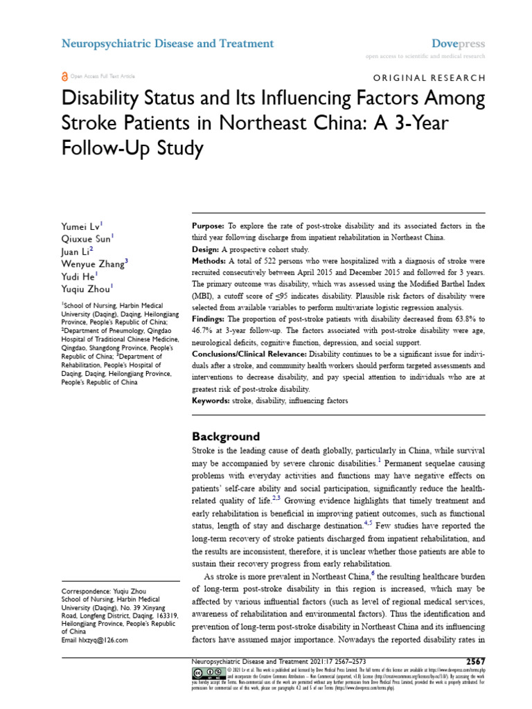 Disability_Status_and_Its_Influencing_Factors_Amon | PDF | Stroke ...
