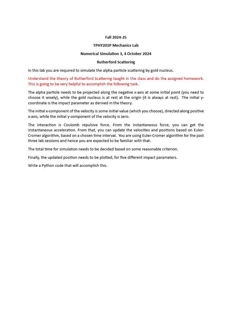 Rutherford Scattering Simulation Lab | PDF