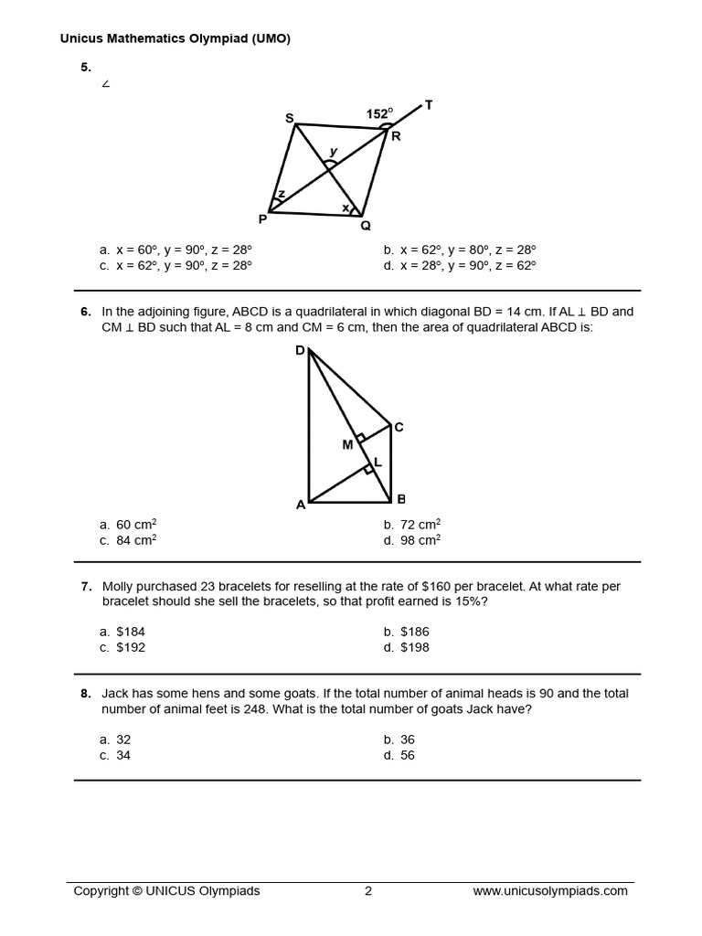 UMO Sample Paper For Class 11 3 | PDF