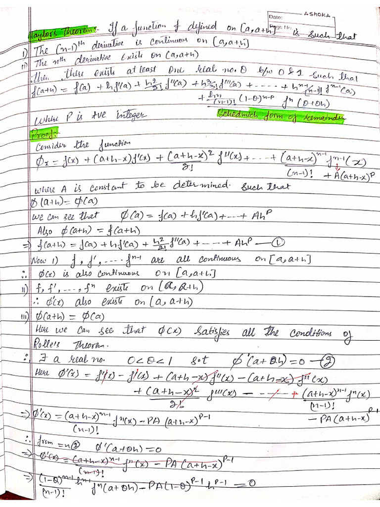 Taylors Theorem and Maclerns Series | PDF