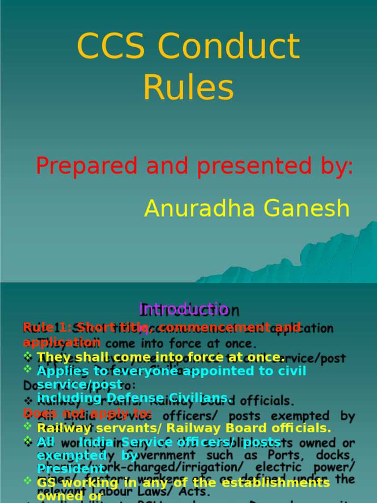On CCS Conduct Rules | PDF | Sexual Harassment | Harassment