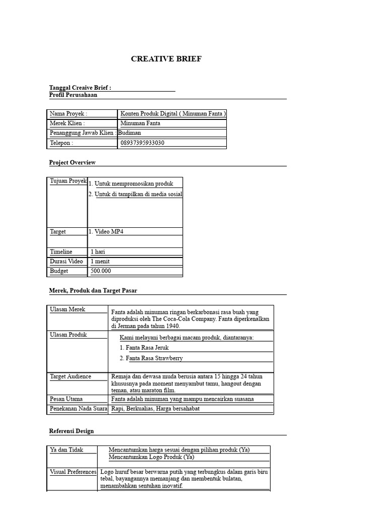 Contoh Creative Brief | PDF