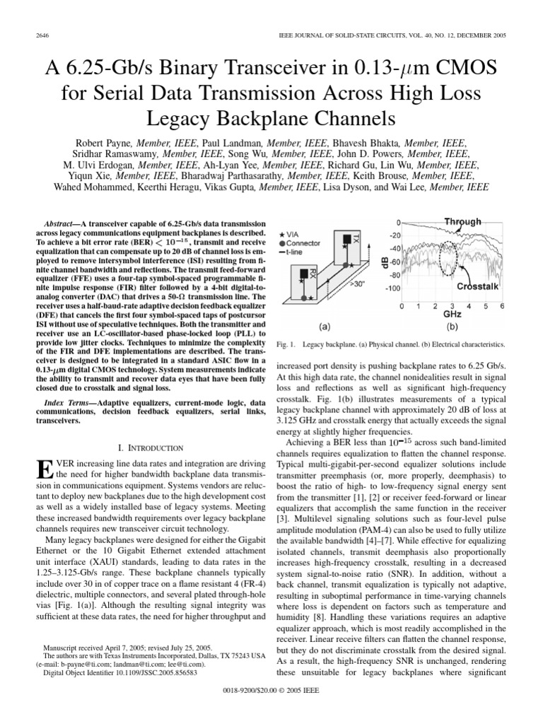 A 6.25-Gb S Binary Transceiver in 0.13 - SPL Mu M CMOS For Serial Data Transmission Across High ...
