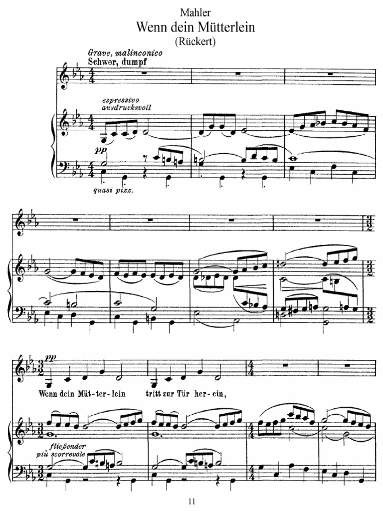 Mahler, Kindertotenlieder, Wenn Dein Mütterlein | PDF